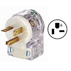 Leviton 8415-CAT 20Amp 250V 2-Pole, 3-Wire Hospital Grade Angle Plug ...