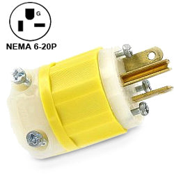 Leviton 5466-C 20Amp 250V 2-Pole, 3-Wire Industrial Grade Plug ...